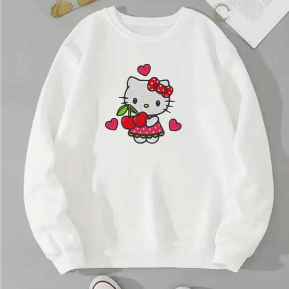 Handmade | Sweaters | Hello Kitty Embroidered Crew Neck Sweater | Poshmark
